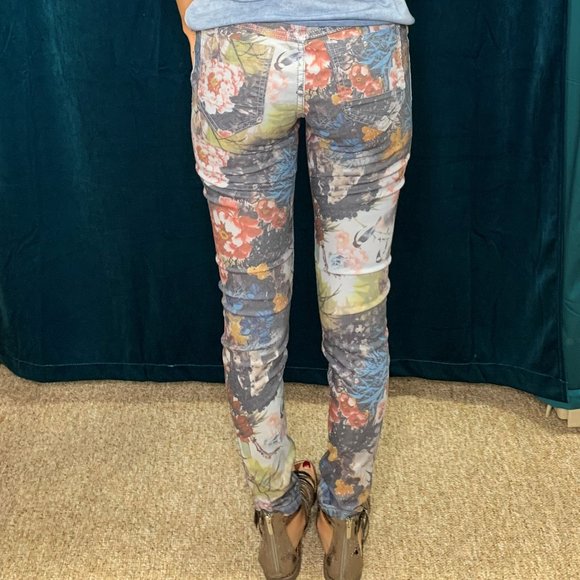 Tempo Paris | Jeans | New Tempo Blue And Rose Floral Reversible Jeans ...